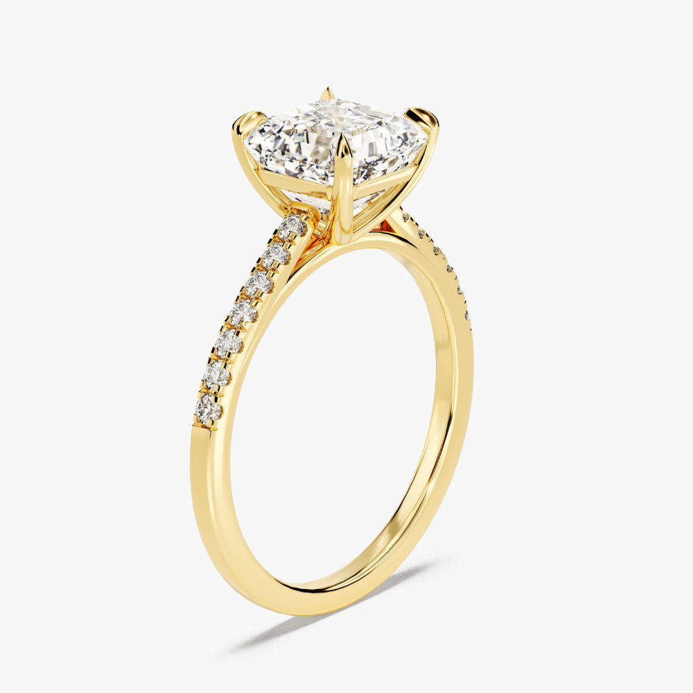 Cathedral Asscher Cut Moissanite Engagement Ring – Fancy Clarity