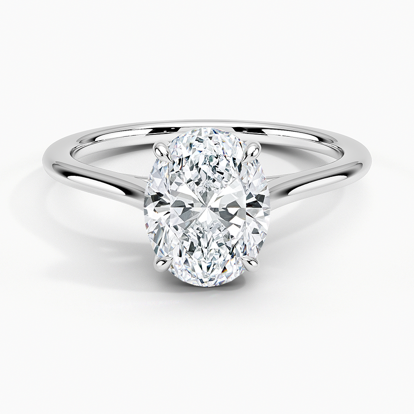 Petite 4-Prong Oval Cut Solitaire Moissanite Engagement Ring – Fancy ...