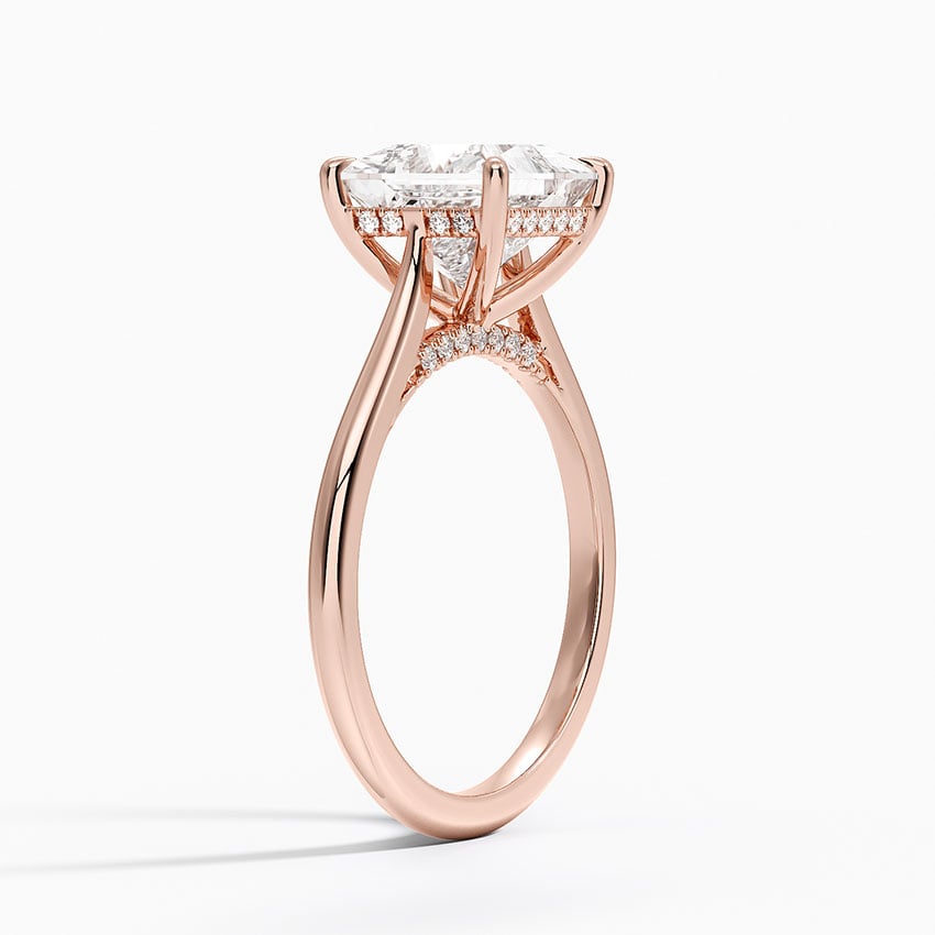 Princess Cut Hidden Halo Moissanite Engagement Ring – Fancy Clarity