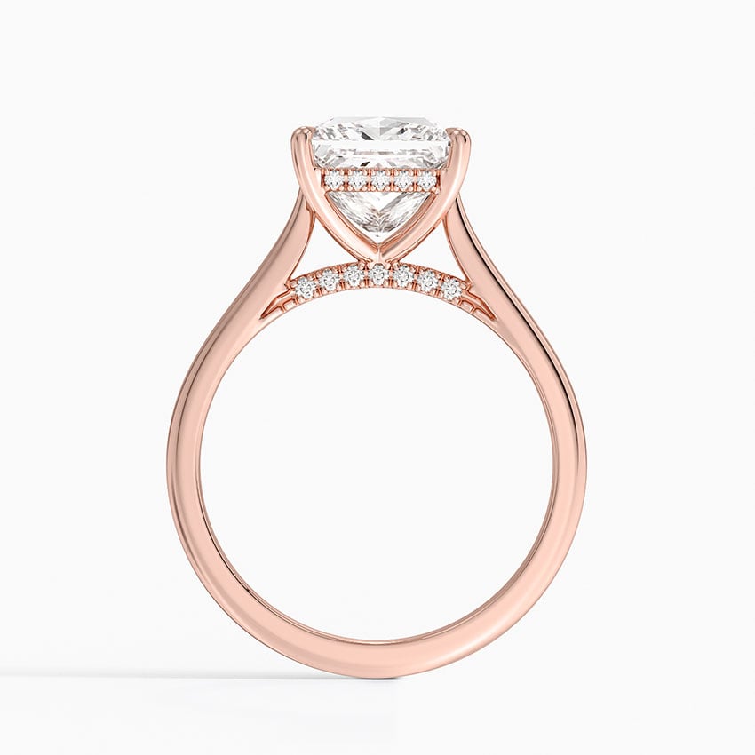 Princess Cut Hidden Halo Moissanite Engagement Ring – Fancy Clarity
