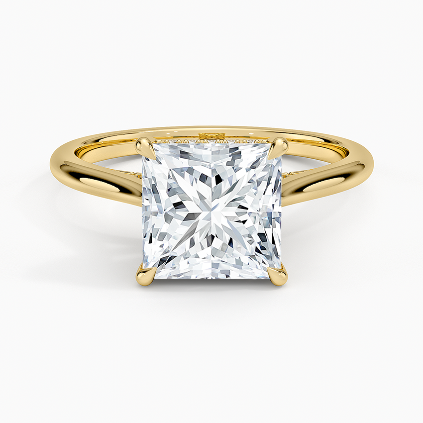 Princess Cut Hidden Halo Moissanite Engagement Ring – Fancy Clarity