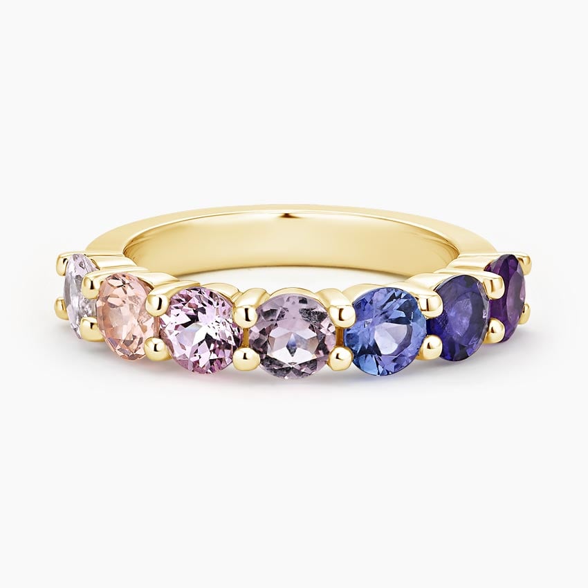 Soft Violet Gradient Round Lab Gemstone Half Eternity Wedding Band - 3 ...