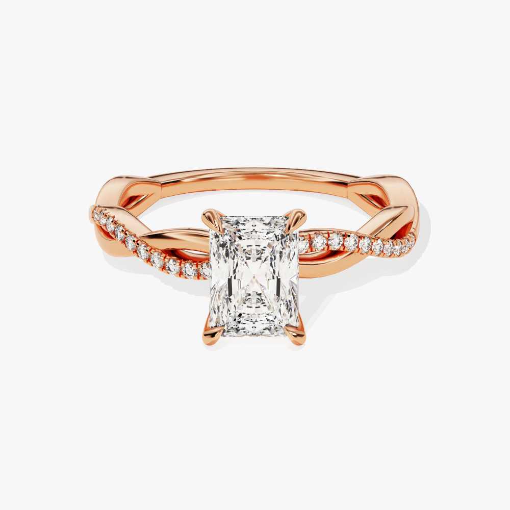 Twist Radiant Cut Moissanite Engagement Ring – Fancy Clarity